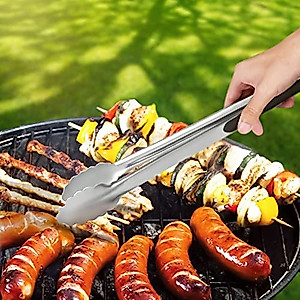 Great American Griller Extra Long-Handled Stainless Steel Tongs for Grilling and Kitchen Use | Strong Grip for Massive Meat, Dishwasher Safe, Metal Tongs Kitchen | Cooking Tongs Set of 2