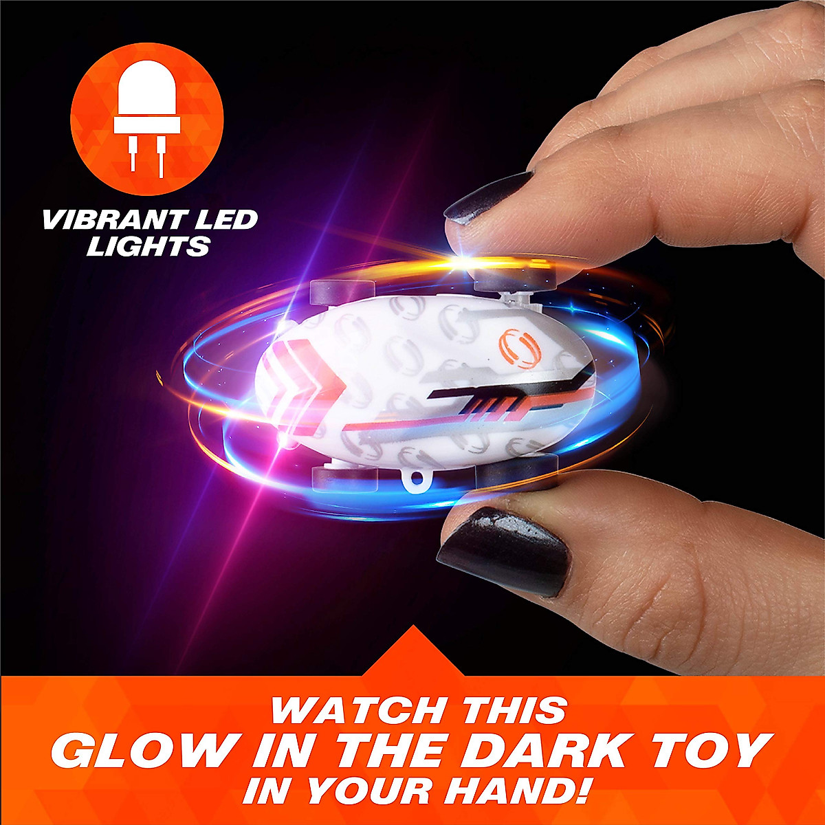 USA Toyz Whipz Micro Racers Toy Cars for Kids - Mini Keychain Car, Glow in The Dark LED Fast Pocket Racer Fidget Toy, Mini Car Spinner with Racing Stunt Ball, Keychain Clip, and USB Charger