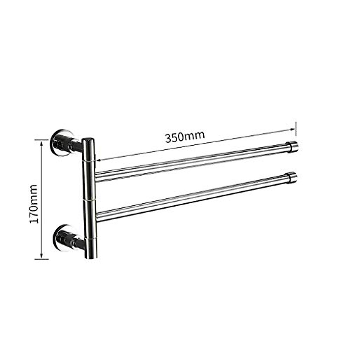 LIRUXUN Stainless Steel Brushed Towel Rack， Bathroom Towel Bars Swivel Towel Rail， 2 Arm Wall Mounted Hand Towel Rack Holder