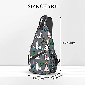 Wizfuyq Cute Llama Sling Backpack For Men Alpaca Hiking Daypack Crossbody Shoulder Bag Travel Chest Pack