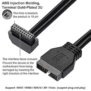 MZHOU SATA USB Extension Cable - USB 3.0 Motherboard Front 19 Pin Male to Female Extension Cable High-Speed Connection (The Interface Faces Outward)