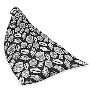 Lunarable Nautical Lounger Chair Bag, Hand Drawn Marine Sea Shells Mollusk Cockleshell Exotic Underwater, High Capacity Storage with Handle Container, Lounger Size, Charcoal Grey and White