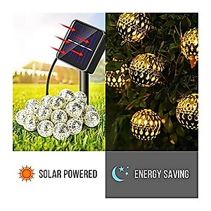 Xiaobei Solar String Lights, Moroccan Ball Shape, 5M 20LED Earth Fairy Lights, Lantern Christmas Lights, Outdoor Garden Patio Home Decoration