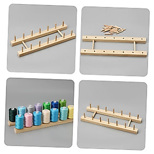 STOBOK Sewing Storage Rack Wood Thread Racks Wooden Thread Holder Sewing Thread Rack Holder Embroidery Thread Rack Yarn Holder Dispenser Crochet Yarn Ball Holder Solid Wood Tool, 29.50X9.80X4.70CM
