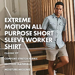 Lee Men's Extreme Motion All Purpose Classic Fit Short Sleeve Button Down Worker Shirt, Monaco Plaid