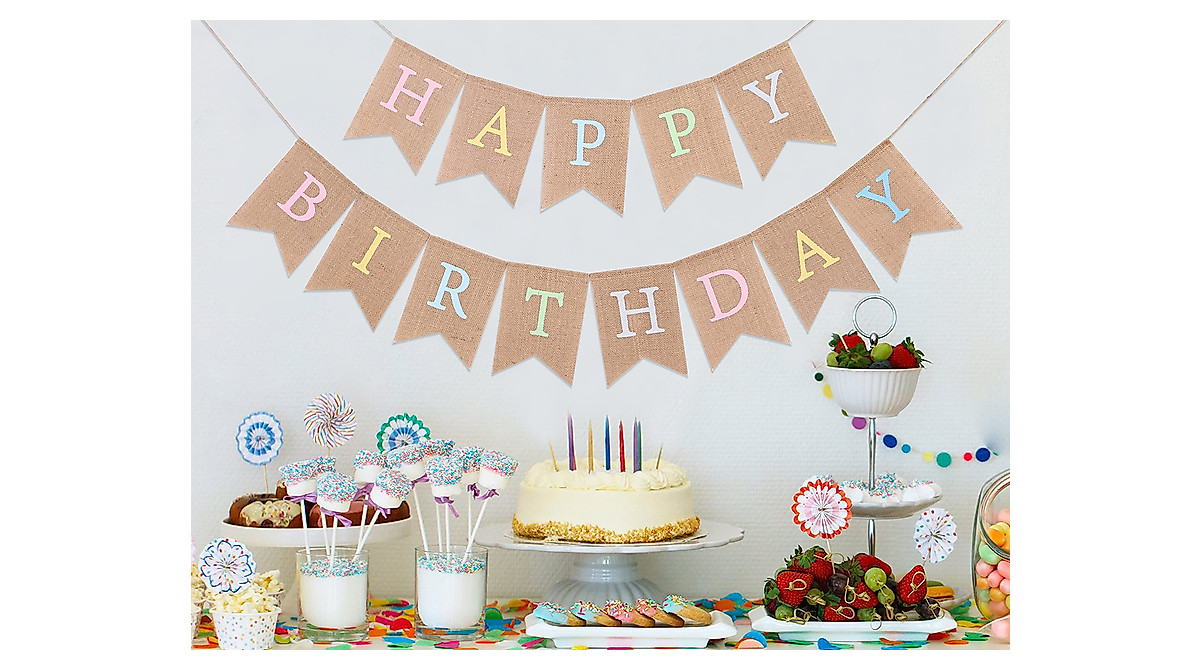 Rainbow Birthday Burlap Banner - Perfect for 1st Birthday & Rainbow Themes