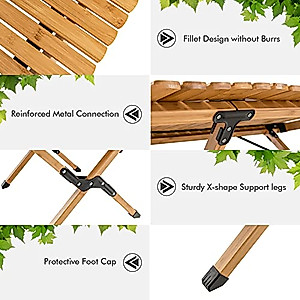 Giantex Folding Picnic Table, Wooden Roll-up Bamboo Tabletop, Portable Camping Table w/Carry Bag, Indoor Outdoor Table for Patio Garden Beach Yard, Easy Assembly (Natural)
