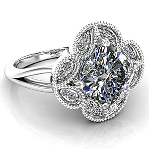 Bhumi Gems 3CT Cushion Moissanite Engagement Ring Wedding Bridal Ring Set Eternity Antique Vintage Solitaire Hidden Halo Dainty Statement Minimalist Art Deco Promise Her