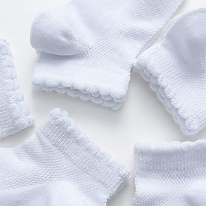 Looching 5 Pack Baby Girls Boys Mesh Thin Socks Cotton White Kids Toddler Soft No Show Ankle Socks 1-12T Kids