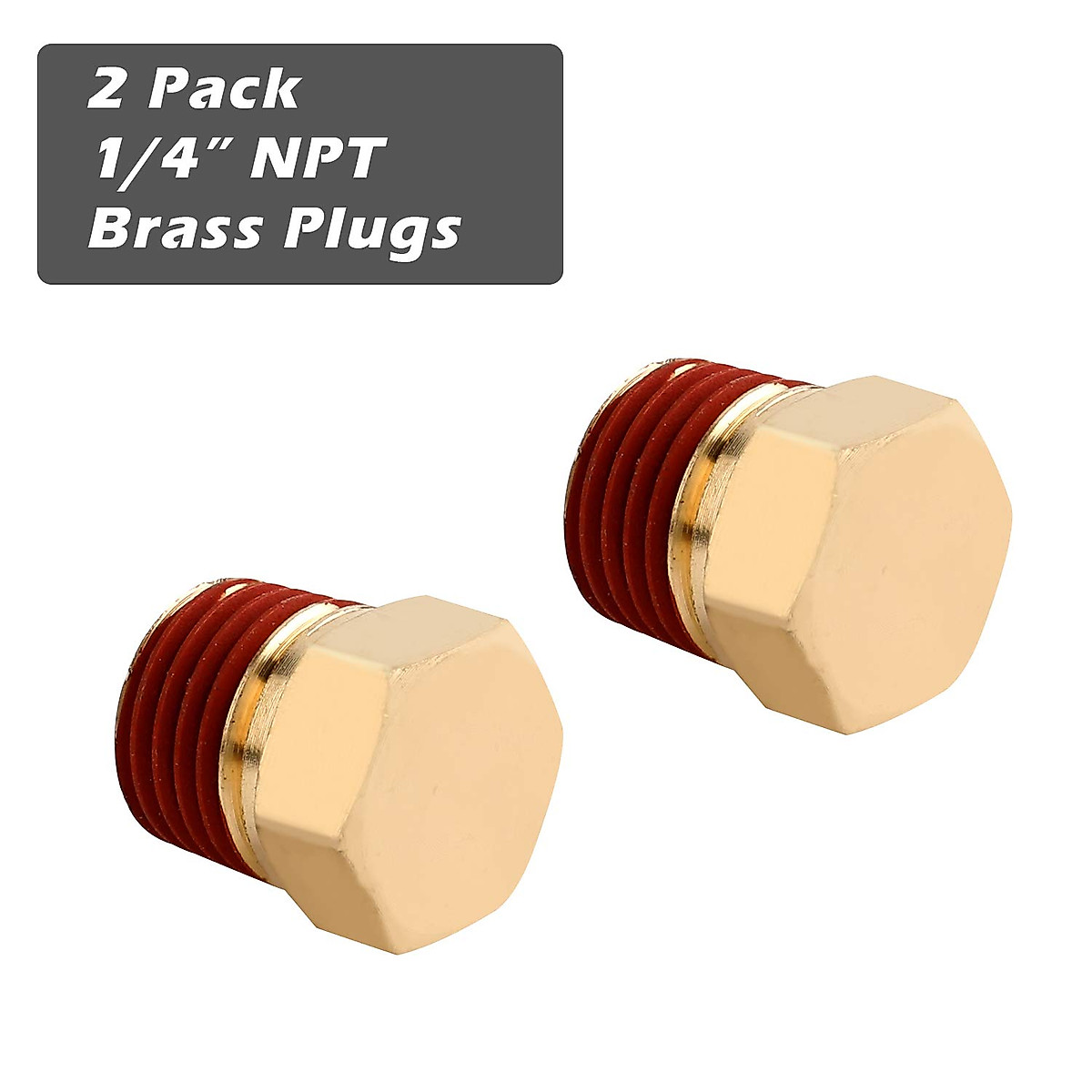 Hromee 5 Piece 1/4 Inch Compressor Air Tank Port Fittings Drain Valve Kit with Solid Brass Hex Head Plugs Winged Style and Twist Style Petcock 140 PSI Safety Valve