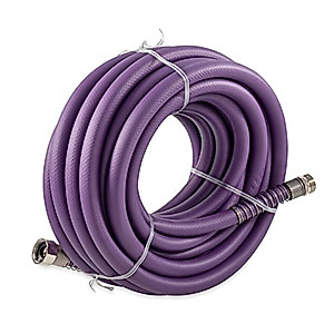 Camco EvoFlex 50-Foot Drinking Water Hose | Features an Extra Flexible Construction, Stainless Steel Strain Reliefs, and is Ideal for RVing, Gardening, Washing Pets, and More | Purple (22586)
