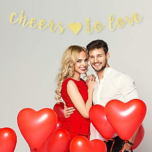 LINGTEER Cheers to Love Gold Glitter Bunting Banner Perfect for Wedding Engagement Anniversary Bridal Shower Party Gift Decorations Backdrop Sign.