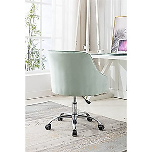 CNANXU Velvet Swivel Shell Chair with Adjustable Height,Accent Swivel Desk Chair,Modern Leisure Office Chair for Living Room (Mint Green)