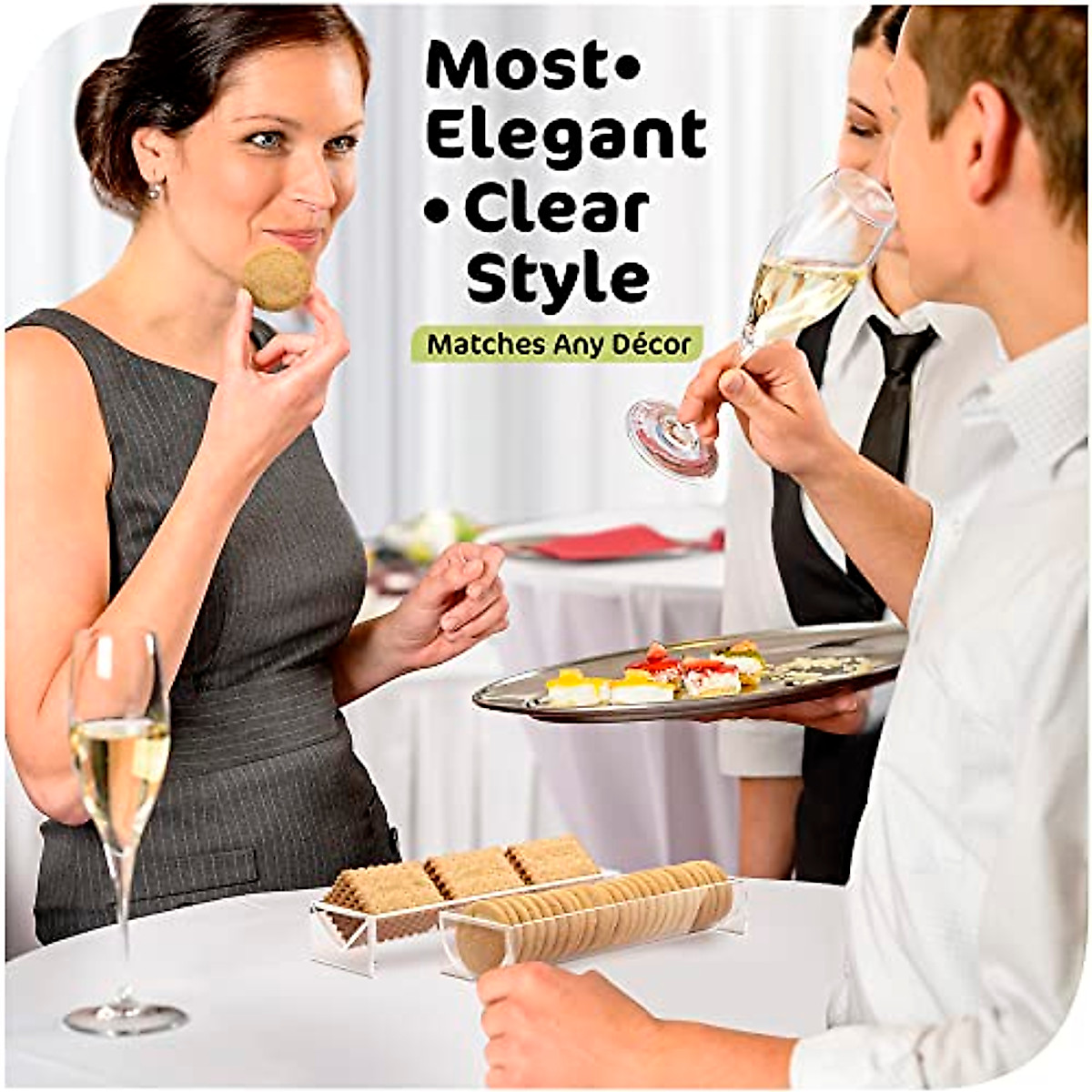 Srenta Clear Cracker Tray for Serving, Set of 2 Rectangular Cracker Holder for Serving Trays, Acrylic Cracker Dish, Food Display Cracker Serving Tray Stand for Home, Party & Charcuterie Board Platter