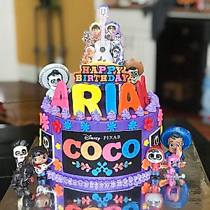 8 pcs COCO Cake topper, coco theme party supplies, kids birthday cake decoration.