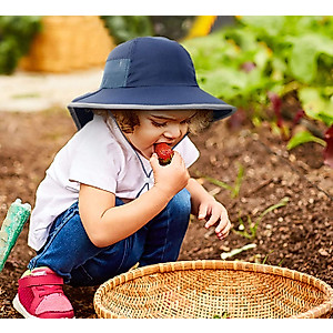 Toddler Hat Infant Hats Boys Sun Protection Infant Hat UPF 50+ Wide Brim Infants Sun Hats Adjustable Summer Hat for Toddler Boy,Navy,6-24 Months