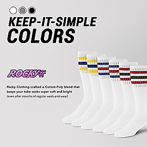 Men's Solid Tube Socks Over the Calf High 24" Size 9-10-13-15 (Black) 6 Pairs