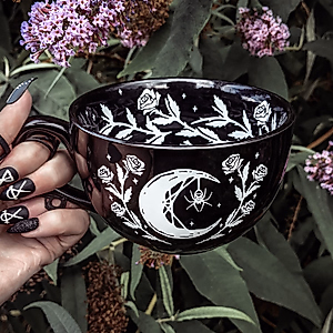 Rogue Wolf La Lune Large Gothic Moon Mug - Halloween Decor Ceramic Cup for Tea/Coffee