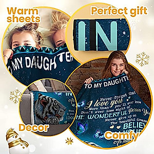 New Daughter Gifts from Mom to Daughter Tiger Blanket, to My Daughter Blanket, Soft Fleece Throw Blankets Graduation Gifts Ideas for Women Birthday, Christmas, Mother's Day Daughter Gift 50" x 60"