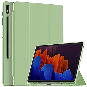 Soke Galaxy Tab S8+/S7 FE/S7 Plus 12.4 inch Case with S Pen Holder, Translucent Soft TPU Back Cover for Samsung Tab S8+ 2022/S7 FE 2021/S7 Plus 2020 [SM-X800/X806/T730/T736B/T970/T975],Green