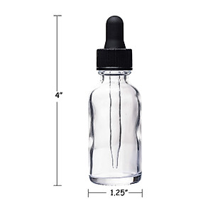 Auropack 30ml (1oz) Clear Boston Round Bottle with Glass Eye Dropper, Pack of 6