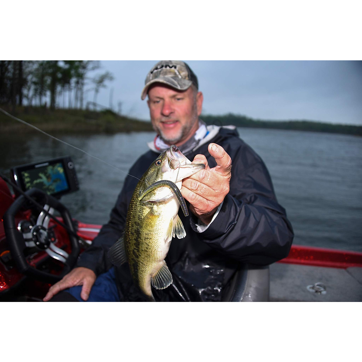 Yum Dinger Classic Worm All-Purpose Soft Plastic Bass Fishing Lure 100 Pack, Watermelon Red Flake, 5 Inch