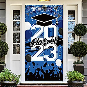 Class of 2023 Banner,Blue 2023 Graduation Decorations Front Door Porch Sign Backdrop,Class of 2023 Backdrop Hanging Decoration for Indoor/Outdoor