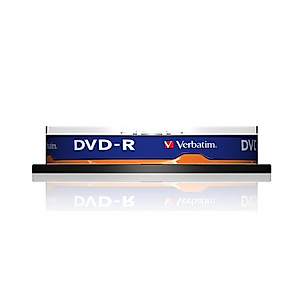 Verbatim DVD-R Discs with AZO Protection 10 Spindle Pack, Bulk Pack 10 x DVD-R Blank Discs with Hard Coat Scratch Guard and AZO Protection Against UV, 16x Speed, 4.7 GB