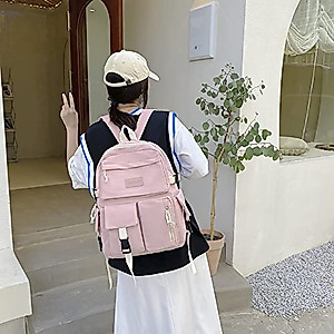 Simple Canvas Backpack Large Capacity College Student Hit Color Laptop Schoolbag