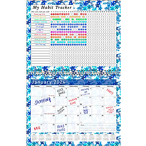 2024 Monthly Desktop/Wall Calendar/Planner - Habit Tracker - Daily, Weekly & Monthly Goal Motivational Habit Tracking Journal Inspirational - (Edition #022)