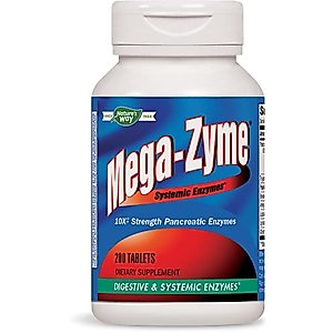 Nature's Way Mega-Zyme Systemic Enzymes, Relieves Occasional Muscle Soreness and Discomfort*, Pancreatic Enzymes, Digestive Health Support*, 200 Tablets