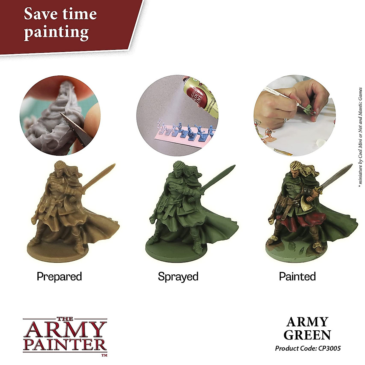 The Army Painter Color Primer Spray Paint, Army Green, 400ml, 13.5oz - Acrylic Spray Undercoat for Miniature Painting - Spray Primer for Plastic Miniatures