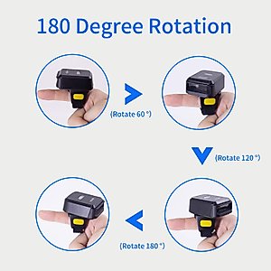Symcode 2D Bluetooth Wireless QR Barcode Scanner,Portable Ring Wearable Finger 1D 2D Mini Bar Code Reader Scanner Suppot Screen Scanning with Bluetooth & 2.4GHz Wireless & Wired Connection Scanner