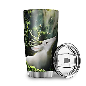 Animal Deer Insulated Tumbler, 20oz Stainless Steel Coffee Travel Mug With Lid for Cold and Hot Drinks
