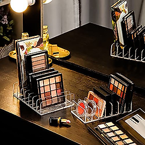 JessLab Eyeshadow Palette Makeup Organizer, Acrylic 7-Section Divided Make up Organizers and storage for Bathroom Vanity Countertop, Transparent, S