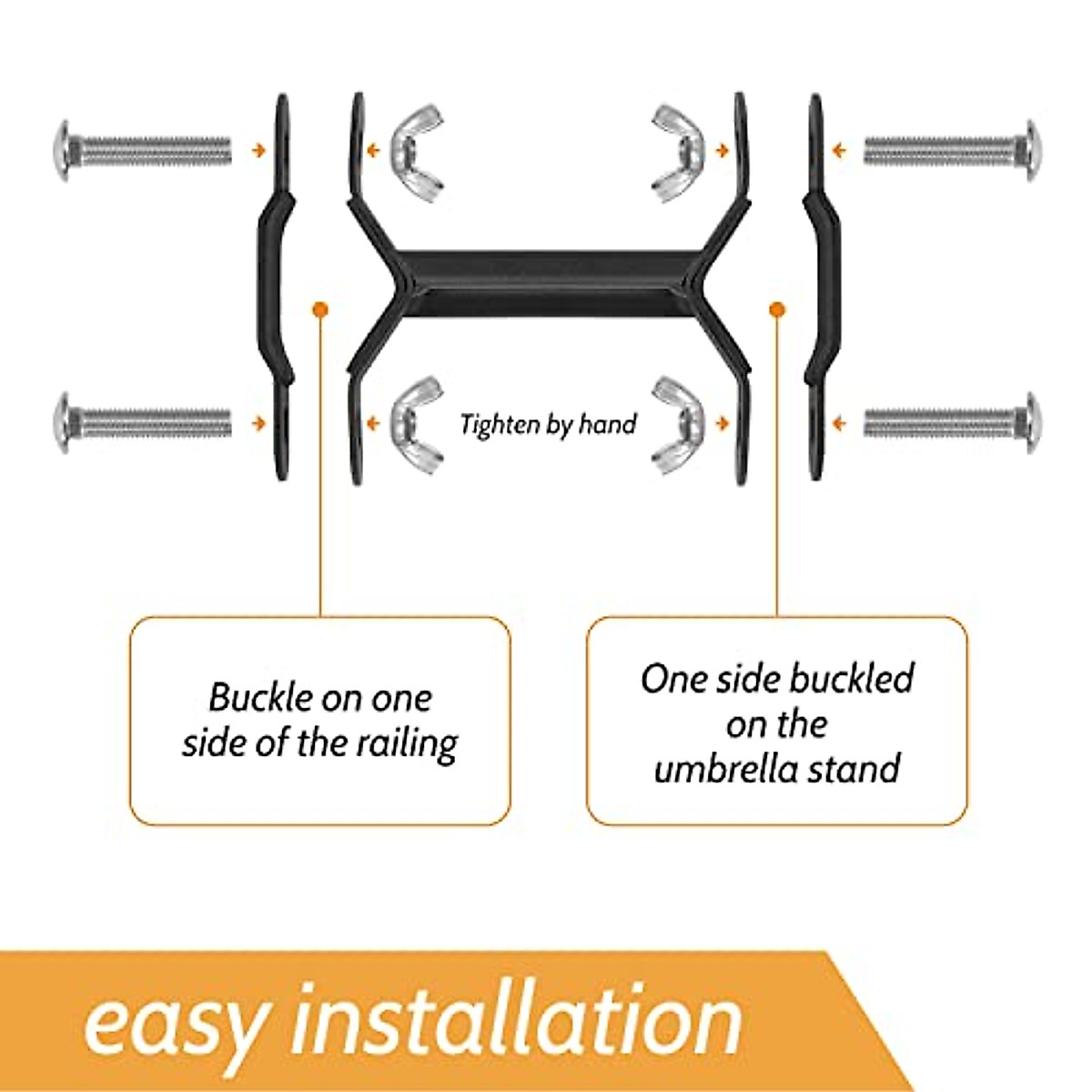 Vinazone Patio Umbrella Holder, Heavy Duty Deck Umbrella Mount, Umbrella Holder for Deck Railing, Deck Mount Umbrella Holder, Umbrella Deck Mount, Umbrella Clamp for Fence, Railing, Deck- 4Pack -Black