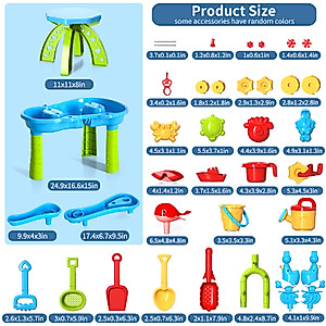 Bennol Kids Sand Water Table Toys for Toddlers, 2 in 1 Outdoor Sand and Water Play Table Beach Toys for Kids Boys Girls, Water Activity Tables Summer Toys for Outside Backyard for Toddlers Age 1-3 3-5