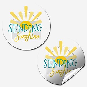 Bright Sending Sunshine Themed Thank You Customer Appreciation Sticker Labels for Small Businesses, 60 1.5" Circle Stickers by AmandaCreation, Great for Envelopes, Postcards, Direct Mail, & More!