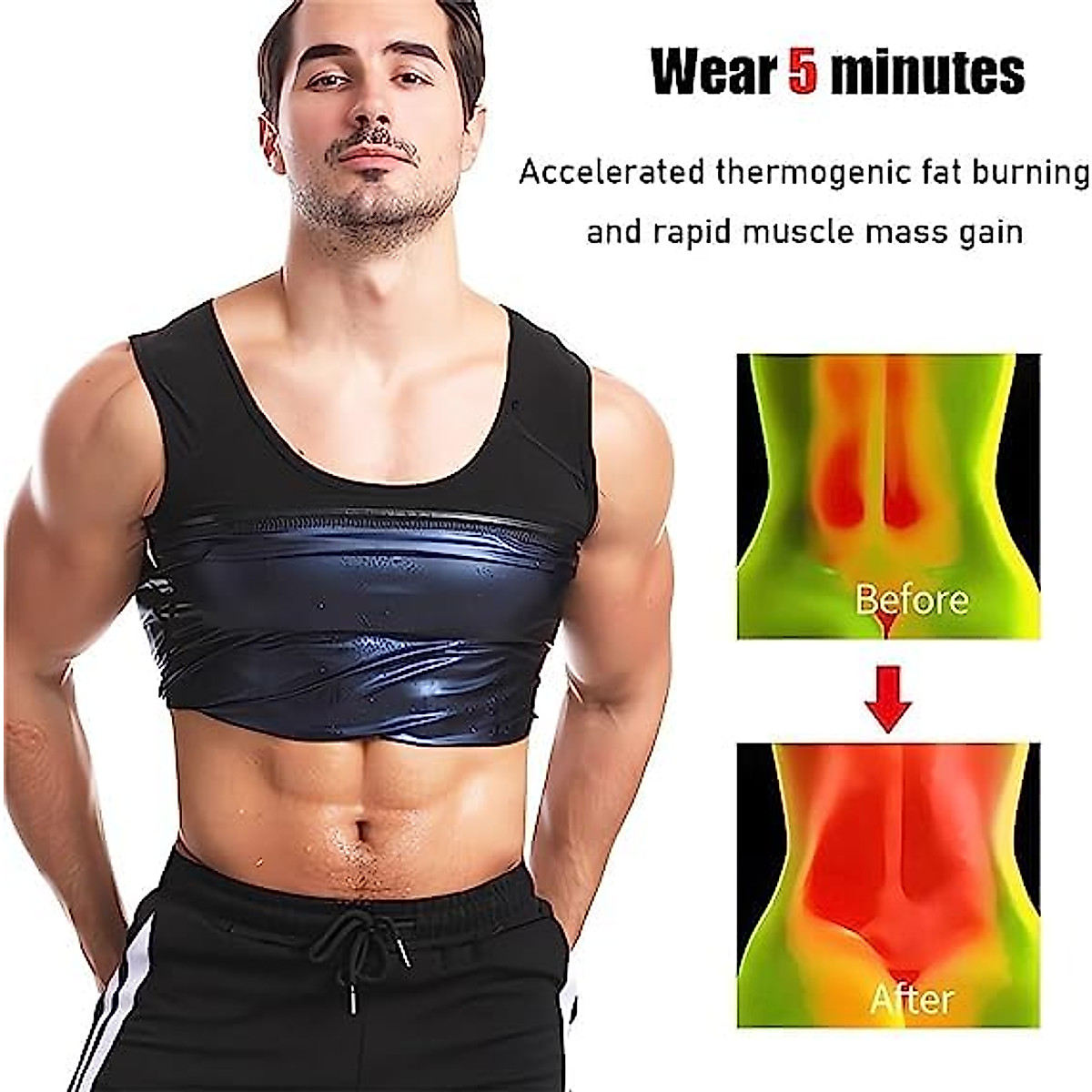 2023 New Guys Men Compression Top - Gynecomastia Compression Sauna Vest, Men Compression Tank Top Shapewear (Silver, Small-Medium)