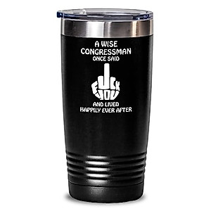 Creator's Cove Congressman Rude 20 oz 30 oz Insulated Tumbler Fuck Off Adult Dirty Humor, Gift For Coworker Leaving Curse Word Middle Finger Cup Swearing