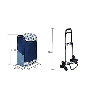 Shopping Trolley on Wheels Multi Function Shopping Cart Foldable Portable Trailer Old Man's Bag Car Six-Wheeled Oxford Cloth Cart Storage Hand Trucks,#1 ,