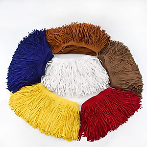 Yalulu 2 Meters 6 Inch Wide Double Faced Velvet Fringe Trim, Leather Suede Tassel Trim Fringe Lace Trim Ribbon for Craft Handbag Skirt Garment Decor (Light Brown)