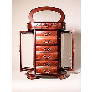 Hives and Honey Patricia Etched Glass Mahogany Jewelry Chest Jewelry Box