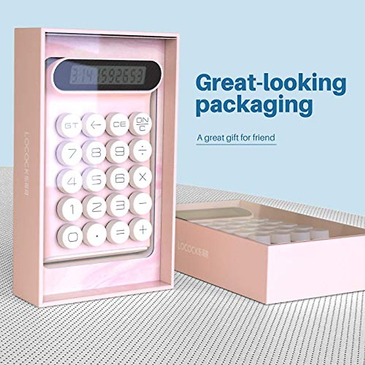 Mechanical Switch Calculator,Handheld for Daily and Basic Office,10 Digit Large LCD Display (Pink)