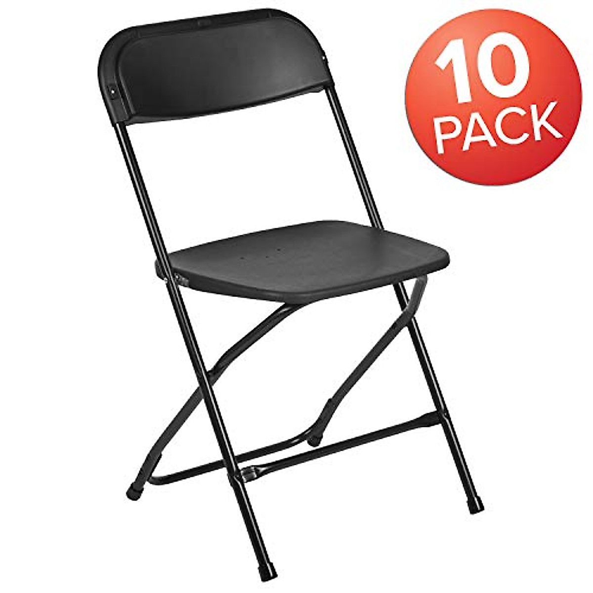 EMMA + OLIVER Set of 10 Black Stackable Folding Plastic Chairs - 650 LB Weight Capacity