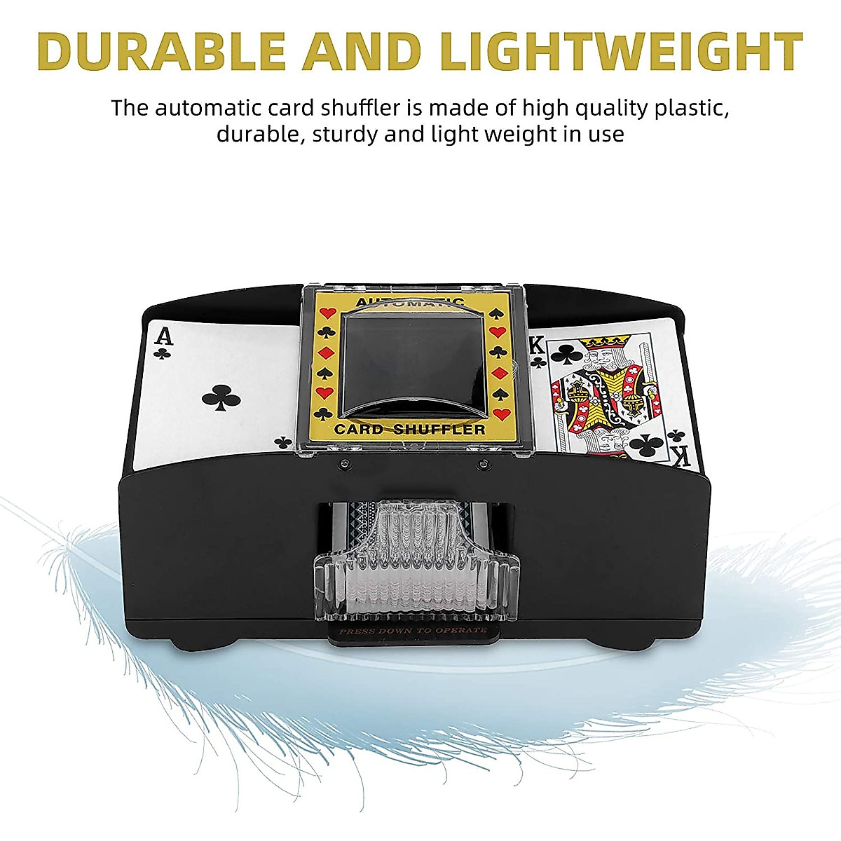 Litesam Seasonal Designs Automatic Card Shuffler,2 Decks Poker Shuffler Portable Card Shuffler,Battery-Operated Playing Card Shuffler for Casino,Club Gaming and Home Party, Black