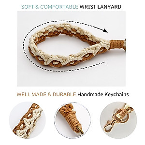 LOLAHA Macrame Keychain Wristlet Key Chain Boho Keychains for Women Cute Keychain Keyring Wrist Lanyard For Keys Car Keys Wrist Keychain Wristlet Strap Teal Keychain Accessories