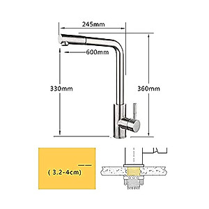 Kitchen taps with Pull Out Spray,Mixer tap hot and Cold 360°Swivel Single Lever,Stainless Steel Brushed,2 Functions,Kitchen Sink,Faucet