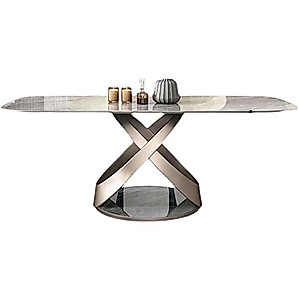 LITFAD Rectangle Dining Table Set Modern Sintered Stone Kitchen Table with 6 Side Chairs Dining Room Set for Home Restaurant - 7 Pieces: Table with 6 Chairs