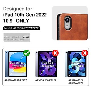 Antbox Case for iPad 10th Generation 10.9'' 2022 with Built-in Pencil Holder Auto Sleep/Wake Function PU Leather Smart Cover for iPad 10th Generation(10.9'') (Brown)